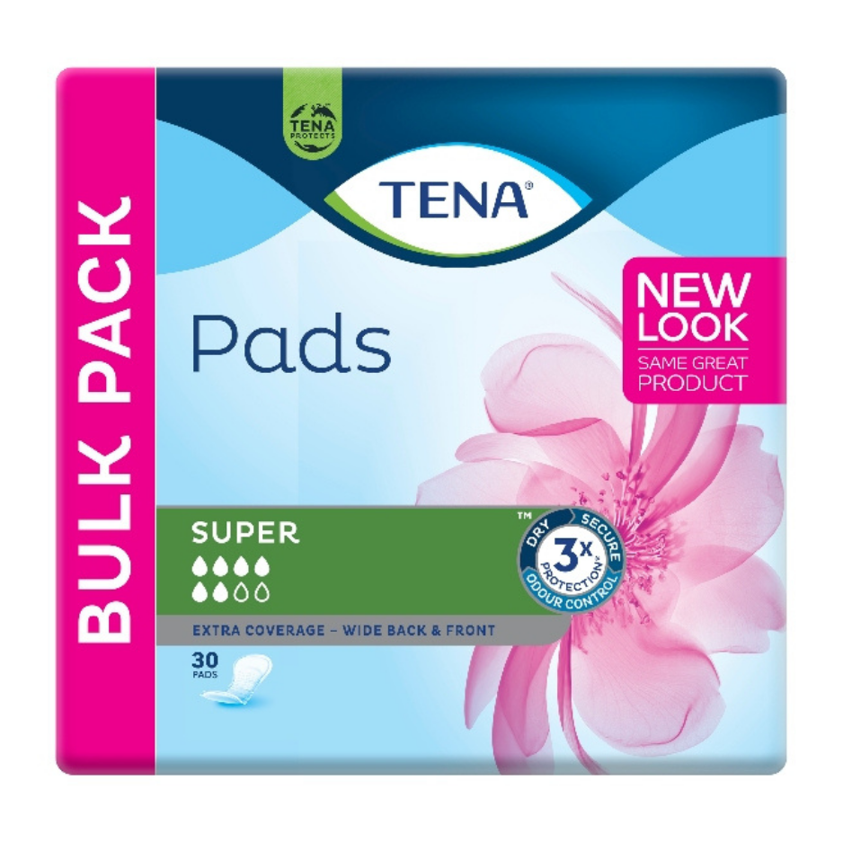 TENA 757730 Super Pad (Extra Long Length, 30pads)